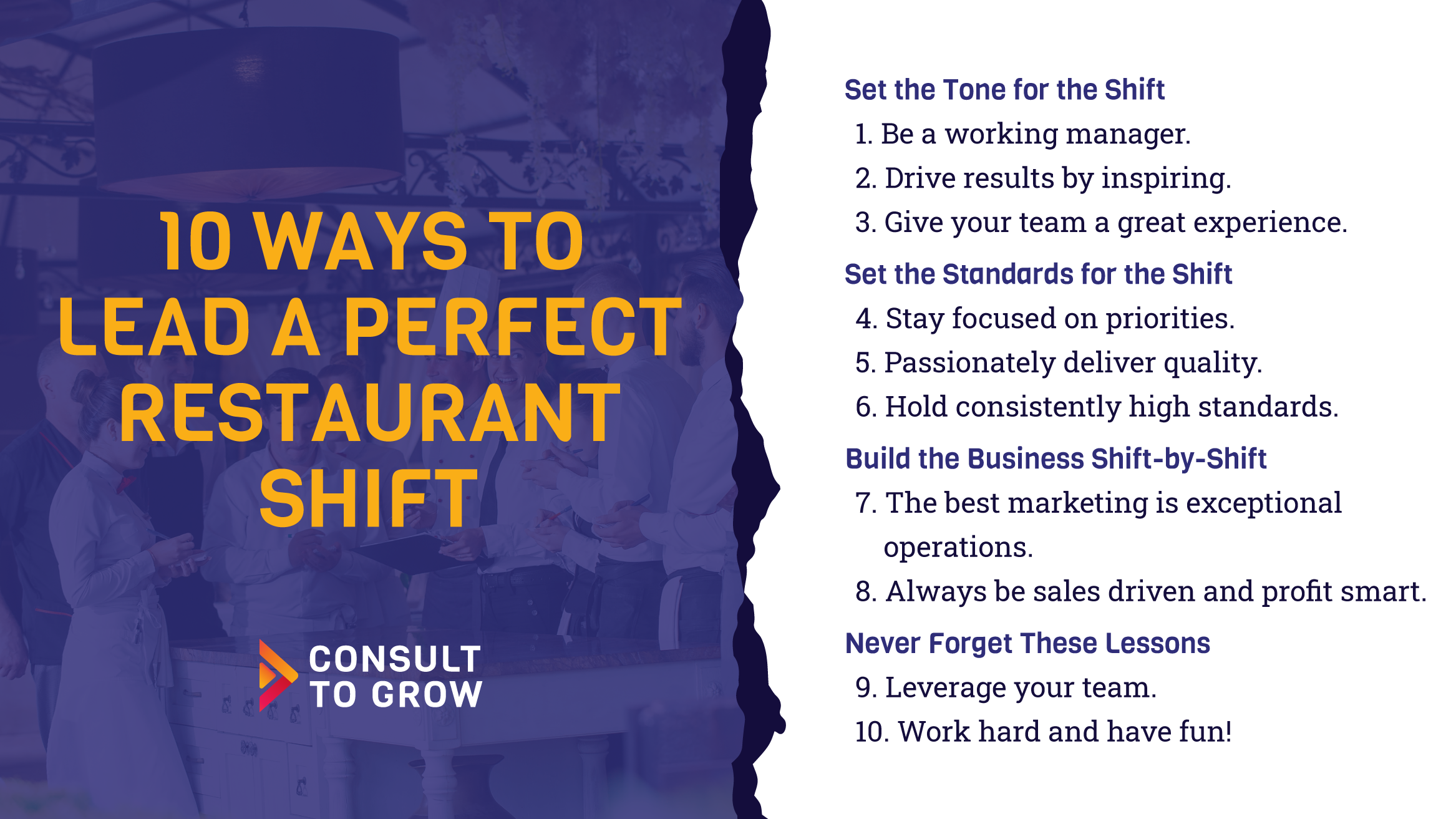 10 Ways to Lead a Perfect Restaurant Shift - Consult to Grow