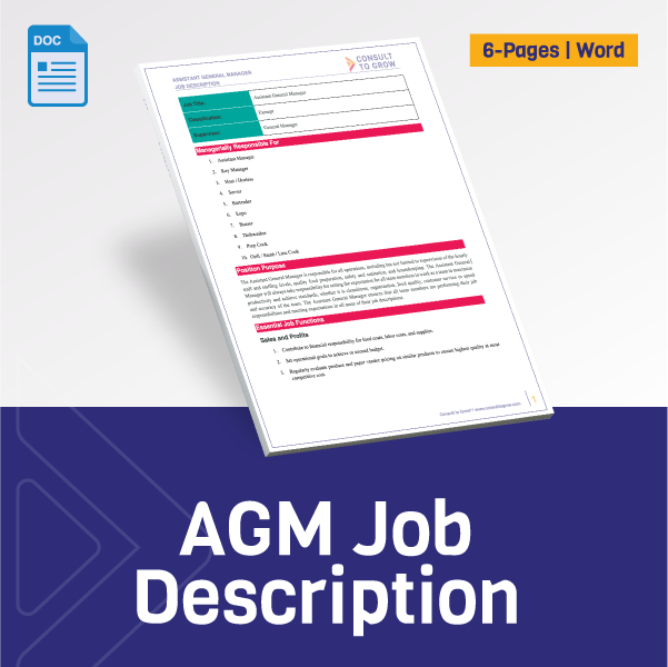 Assistant General Manager Job Description Consult To Grow